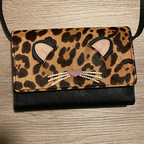 kate spade | Bags | New Kate Spade Leopard Cat Phone Wallet Crossbody ...
